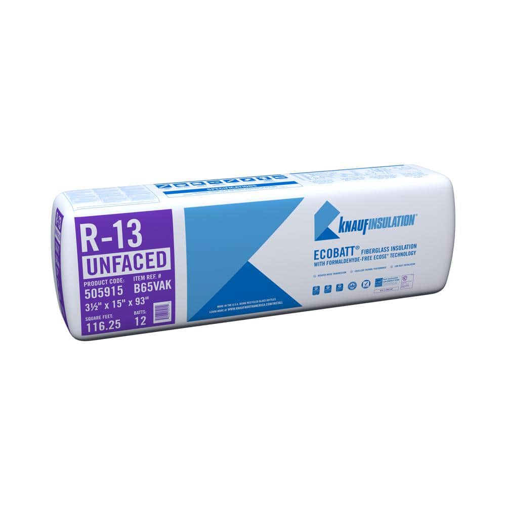 Knauf Insulation R-13 EcoBatt Unfaced Fiberglass Insulation Batt 3-1/2 ...