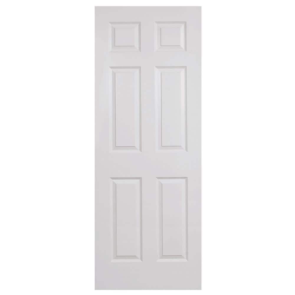 Steves & Sons 24 in. x 80 in. 6-Panel Textured Hollow Core White Primed ...