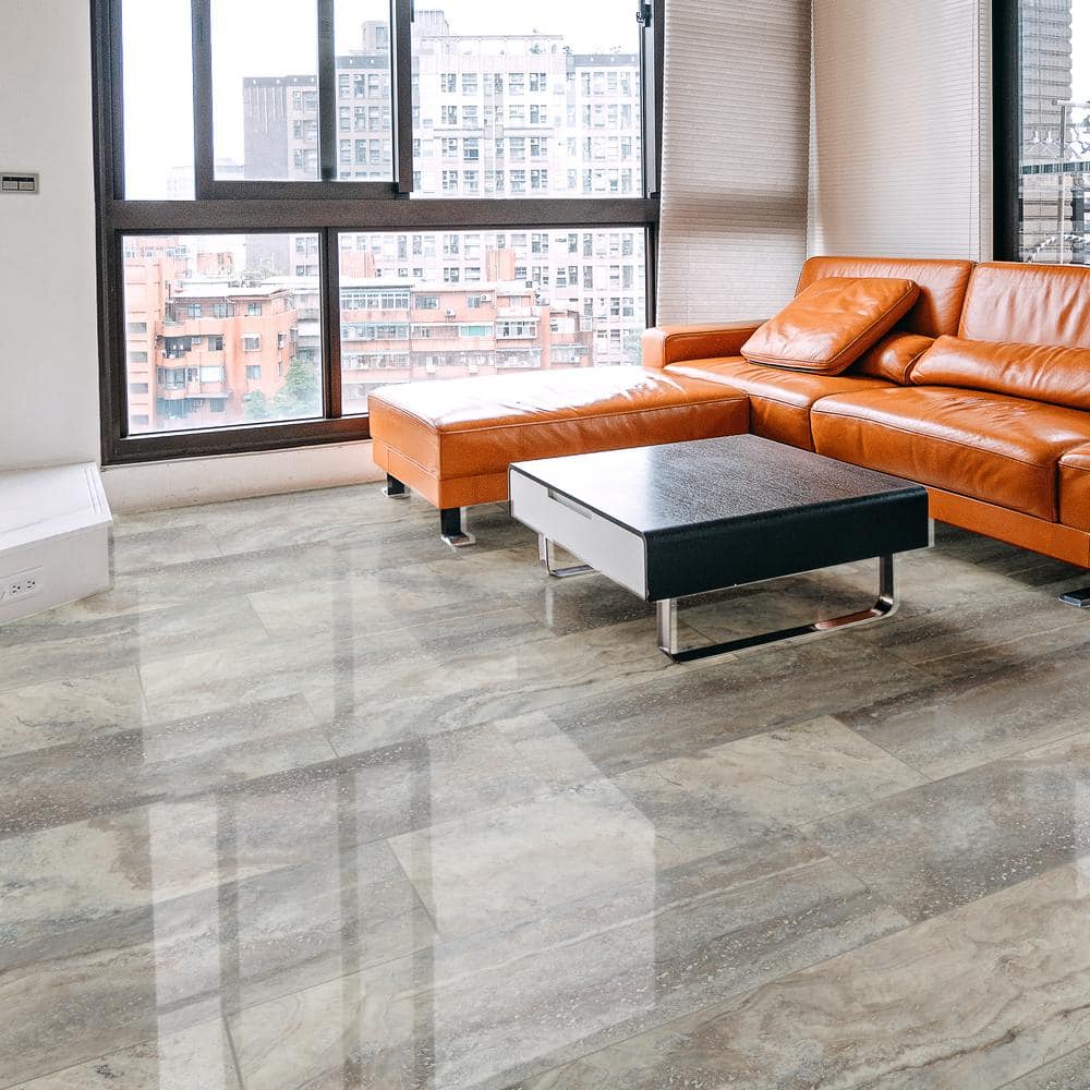 Buy Tuscany Azul 12 in. x 24 in. Polished Porcelain Stone Look Floor ...
