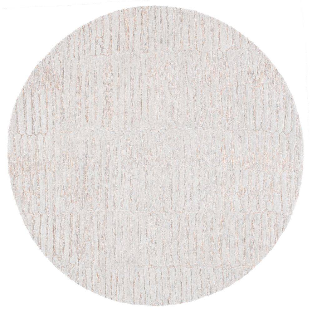 SAFAVIEH Ebony 6 ft. x 6 ft. Rust/Gray Abstract Modern Striped Round ...