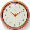 Infinity Instruments 9-1/2 in. Orange Retro Round Metal Wall Clock ...