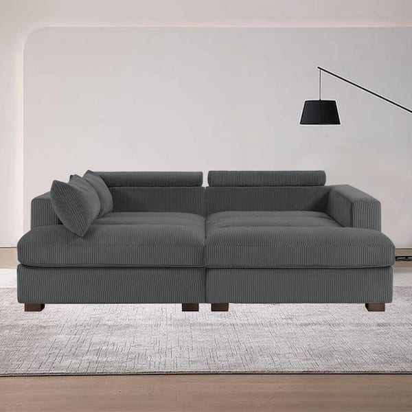 Monland Modern 84 in. Square Arm Polyester Corduroy Upholstery ...