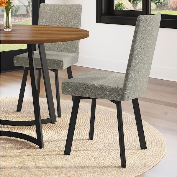 Amisco Elmira Light Beige And Grey Boucle Polyester Black Metal