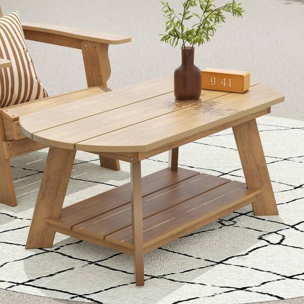 WESTIN OUTDOOR Vineyard Teak Rectangular Plastic Outdoor Double Layer Adirondack Patio Side ...