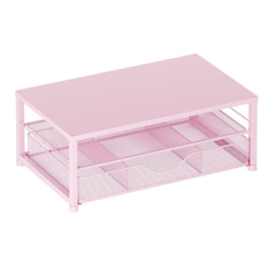 Red 15.5 in. x 6.3 in. Metal Modern Desk Organizers with Drawer and 2 ...