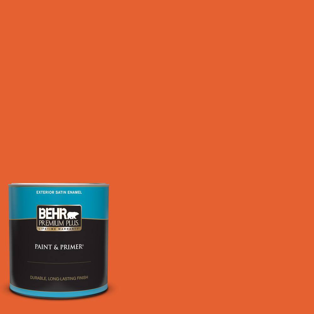 BEHR PREMIUM PLUS 1 qt. #S-G-230 Startling Orange Satin Enamel Exterior ...