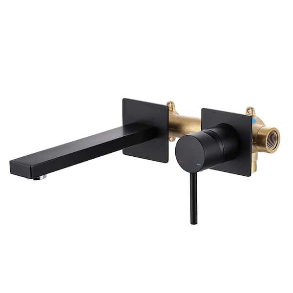 WOWOW Solid Brass Single Handle Wall Mounted Bathroom Faucet with Rough ...