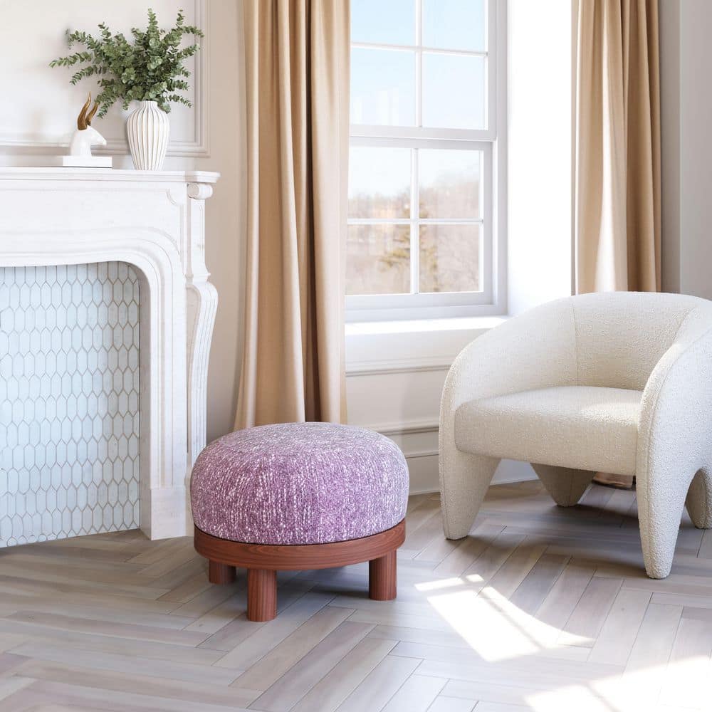 ZUO Gome 22.4 in. W Purple 17.5 in. H Ottoman 110185 - The Home Depot