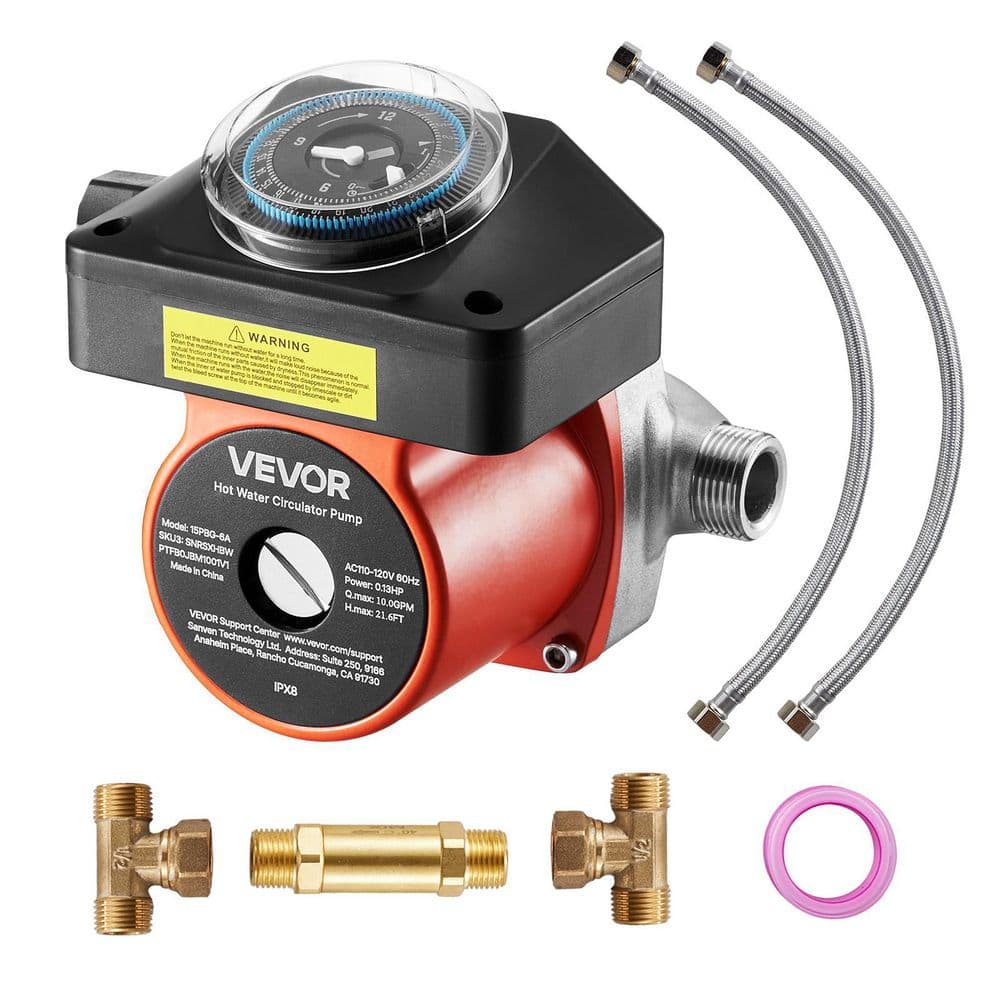 VEVOR Hot Water Recirculating Pump Kit with Bypass Valve, Timer ...