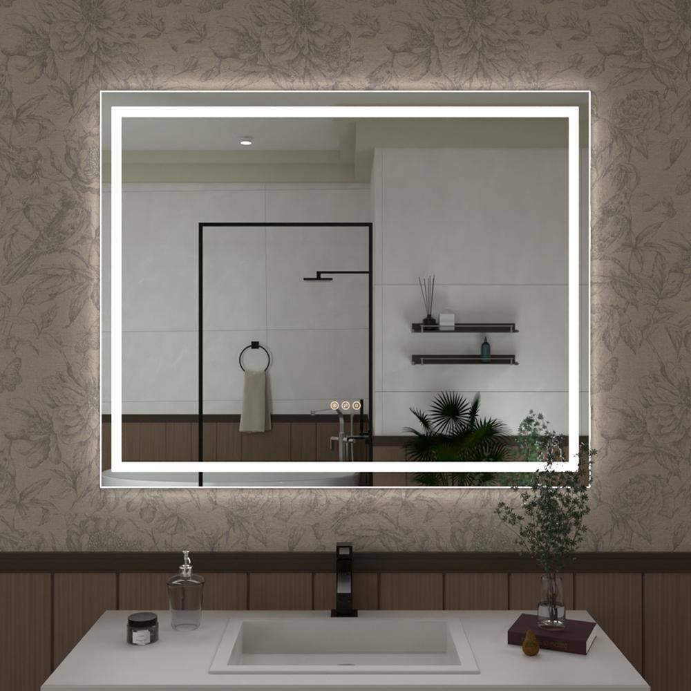 Hermitage Bath Spring 42 in. W x 36 in. H Rectangular Frameless LED ...