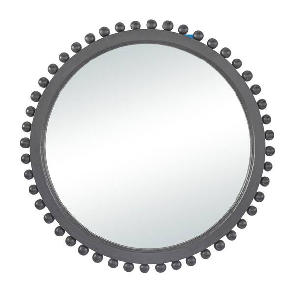 Litton Lane 35 in. W x 35 in. H Round Framed Black Wall Mirror with ...