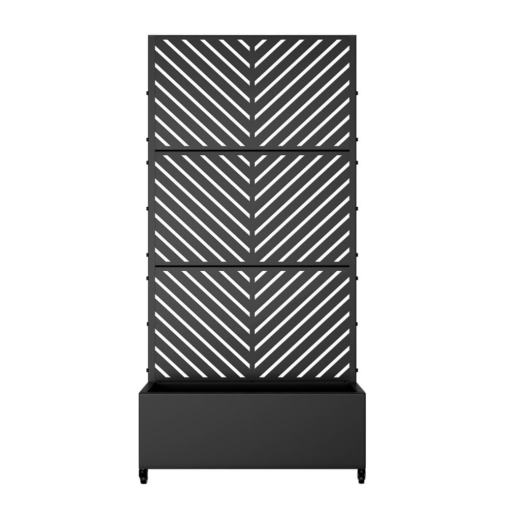 Lirago 72 in. H x 35 in. W Rectanglar Black Outdoor Metal Privacy ...