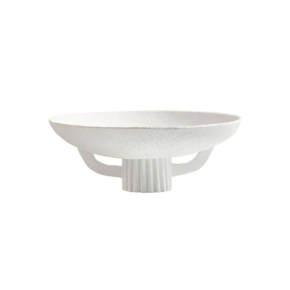 White Resin 11 in. Decorative Bowl for Boho Modern Home Decor ...