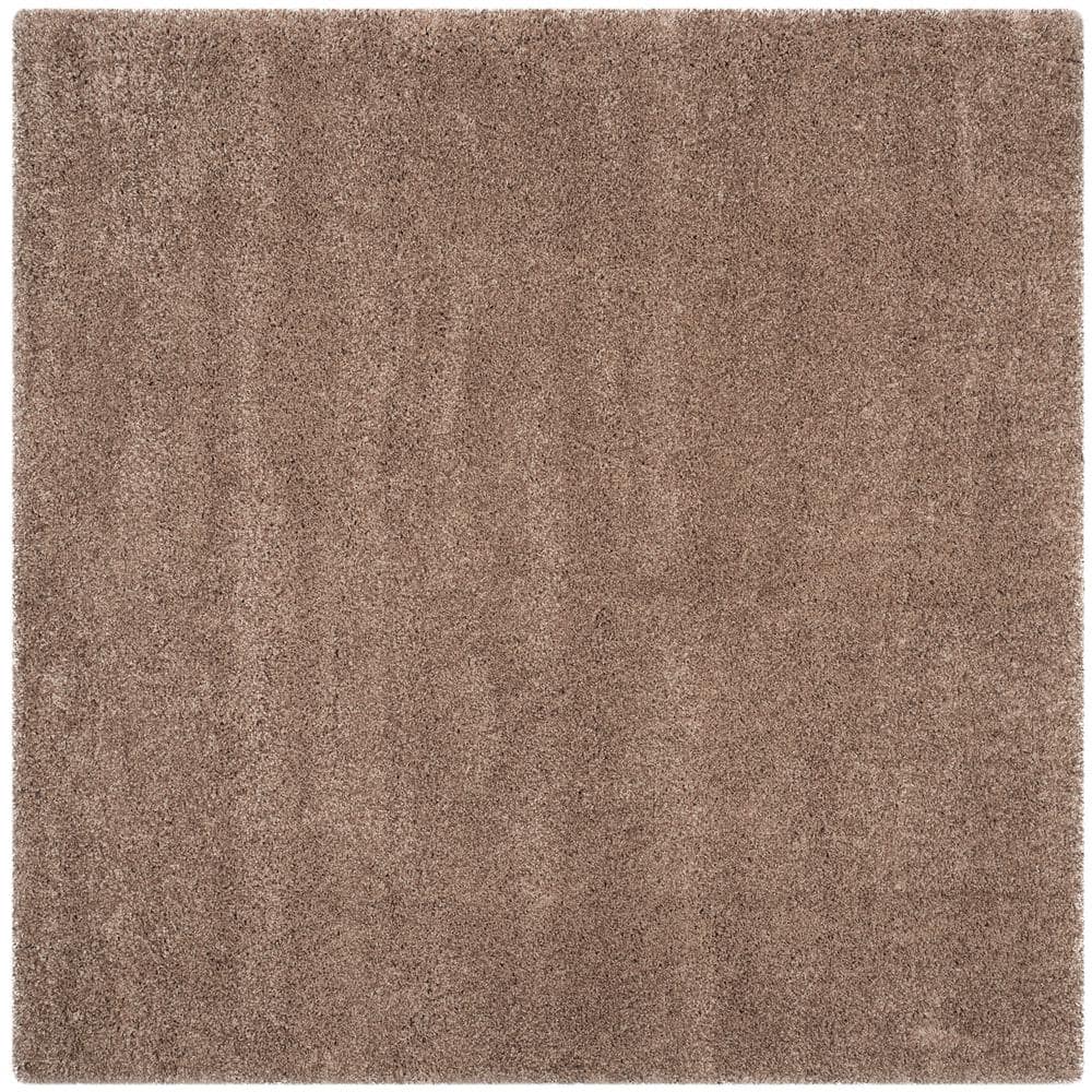 SAFAVIEH California Shag Taupe 7 ft. x 7 ft. Square Solid Area Rug ...