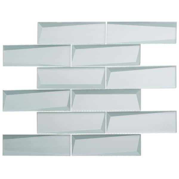 ANDOVA Daazen Ski Gray/Blue 5 in. x 6.5 in. 3-D Look Brick-Joint Glass ...