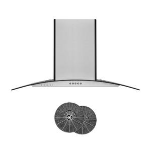 HAUSLANE 36 in. Convertible Wall Mount Range Hood with Tempered Glass ...