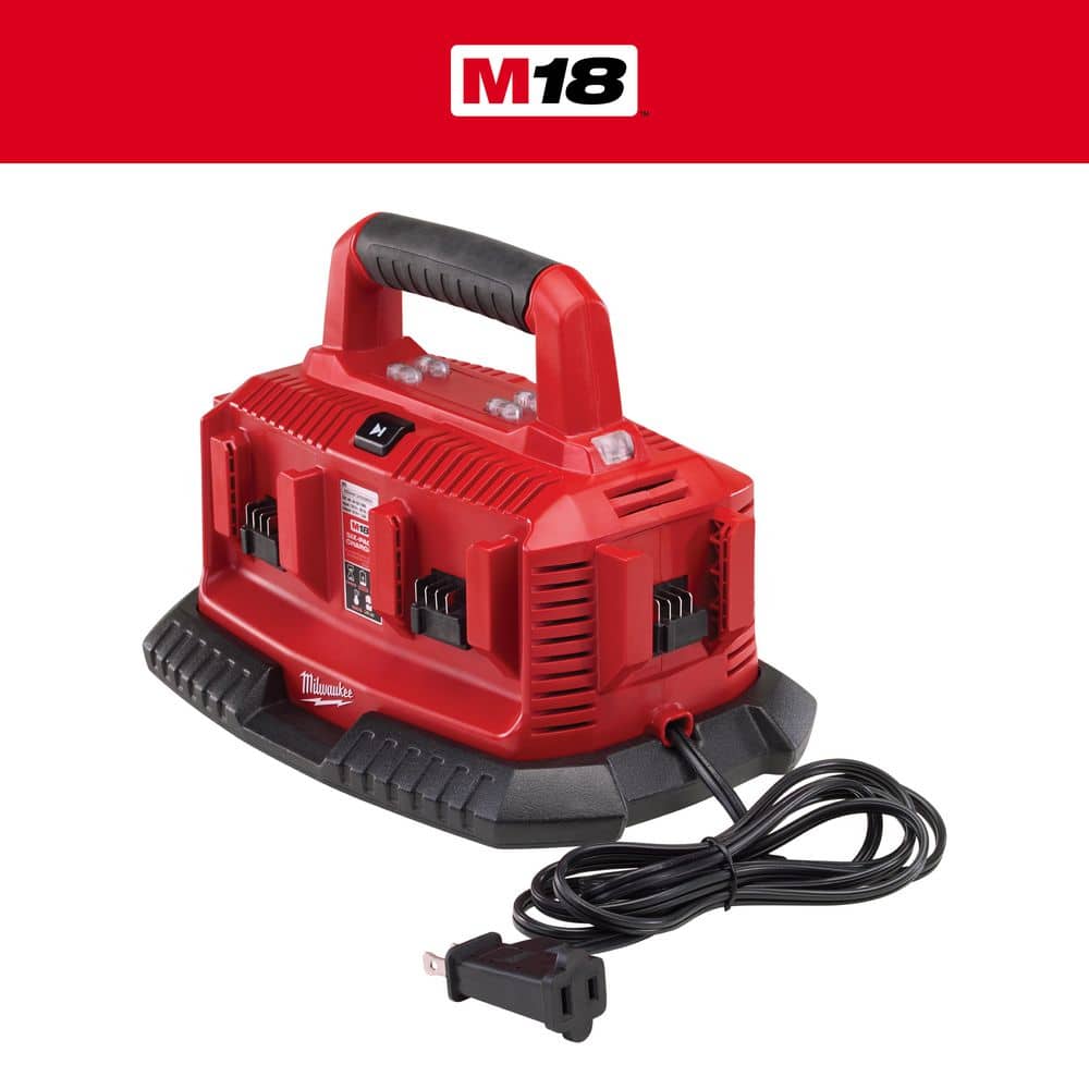 Milwaukee M18 18V Lithium-Ion 6-Port Sequential Battery Charger w/(2 ...
