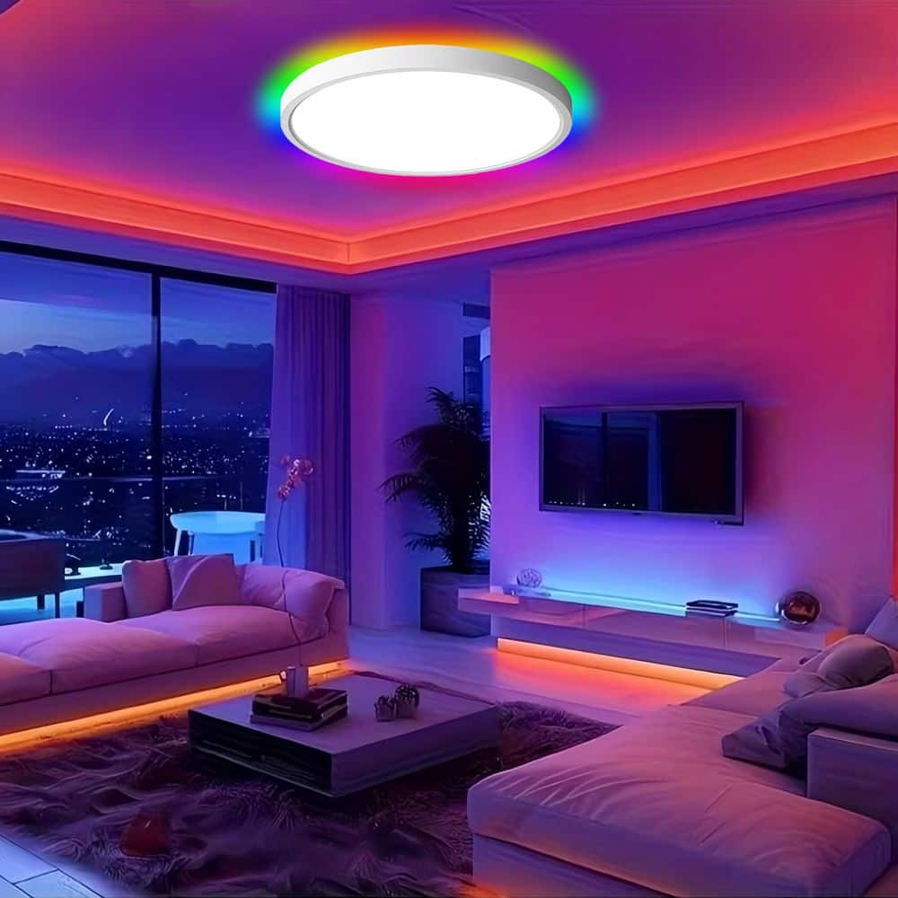 KOAOEIRS 12 in. White Ultra-Thin Low Profile Integrated LED Flush Mount ...