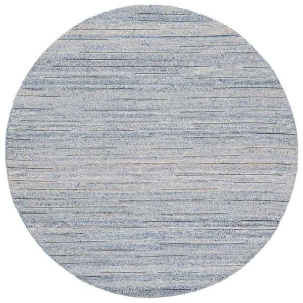 SAFAVIEH Natura 6 ft. x 6 ft. Blue Striped Distressed Round Area Rug ...