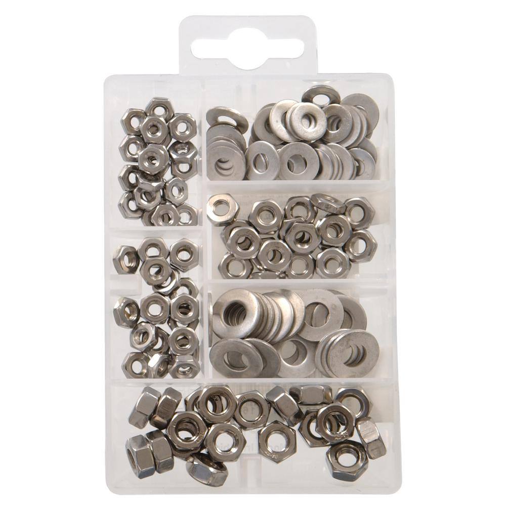 Hillman Stainless Steel Nut and Washer Assorted Kit (225-Pack) 130215 ...