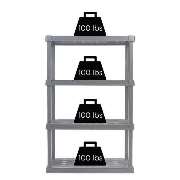 IRIS 4 Tier Large Plastic Garage Storage Shelving Unit Gray 18 W x 56 H x 36 D 510020 The Home Depot