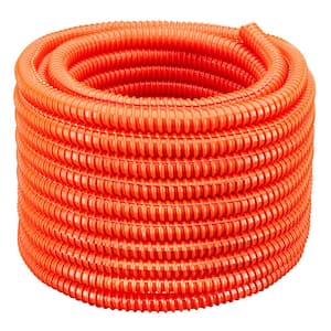 HYDROMAXX 1-1/2 in. Dia. x 100 ft. Orange Flexible Corrugated PVC Split ...