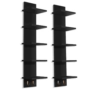 Sorbus 5 Tier Wall Shelf Unit with Hooks, 6 in. W x 5 in. D White MDF ...