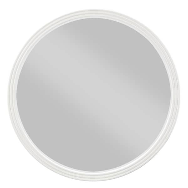 New Gray 35 in. W x 35 in. H Round Wood Framed Wall Decorative Mirror ...