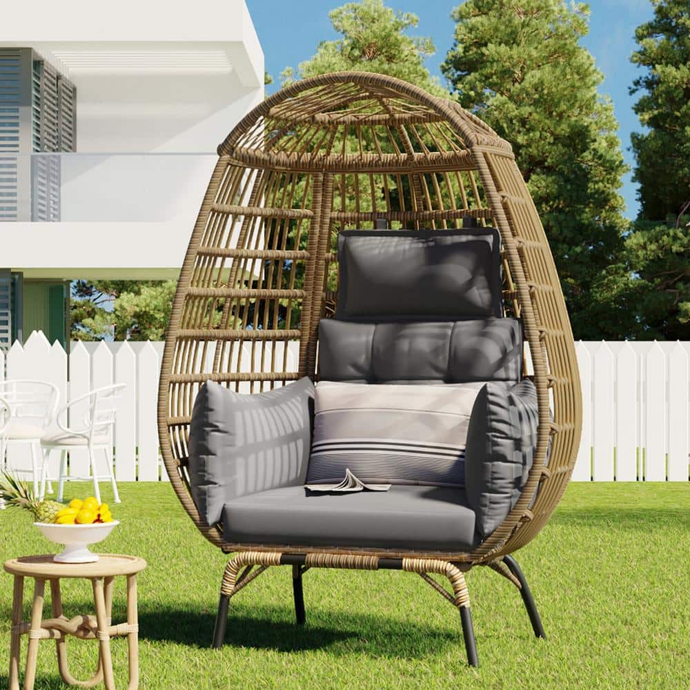 Harper & Bright Designs Modern Wicker Outdoor Garden Egg Chair with ...