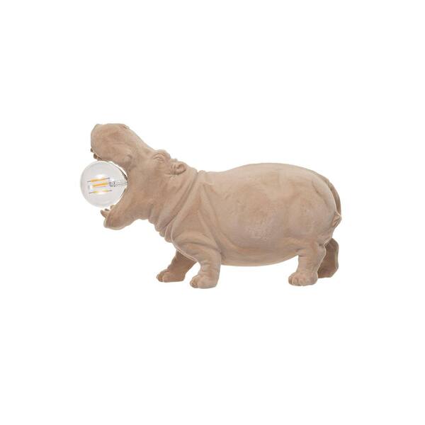 Storied Home 9.25 in. Blush Flocked Resin Hippo Table Lamp DF9116 - The Home Depot