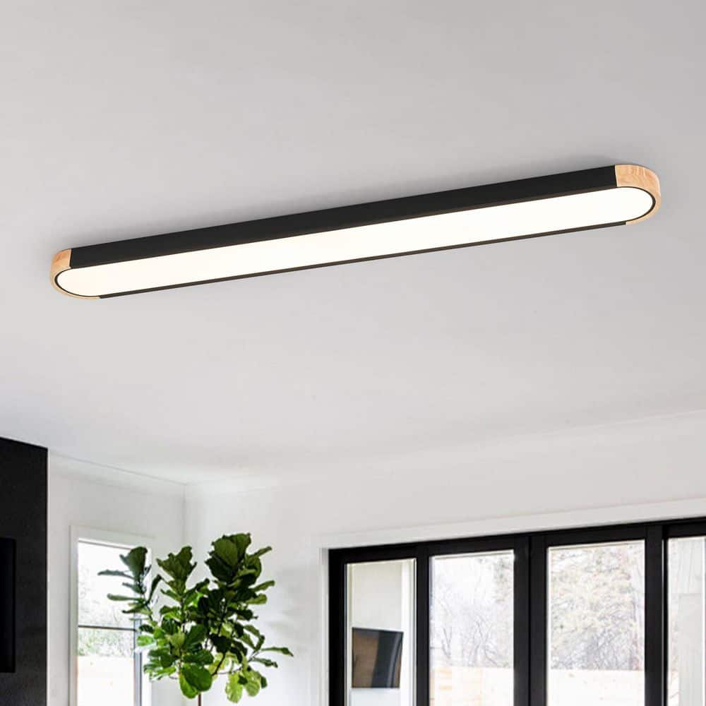 Reviews for HUOKU Lumin 48 in.W Matte Black Integrated LED Flush Mount ...