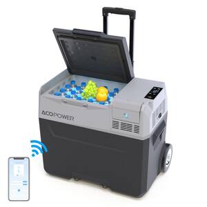 White and Grey 42 qt. Portable Car Refrigerator Cooler with APP Control ...