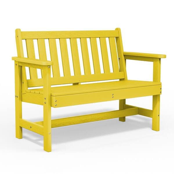Jearey Garden Bench All-Weather HDPE 2-Person Plastic Outdoor Bench in ...