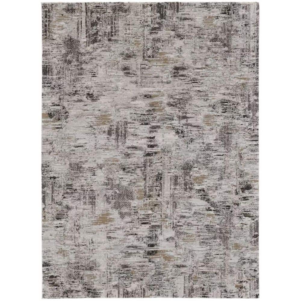 HomeRoots 2 ft. x 8 ft. Gray, Ivory Abstract Area Rug 2000514931 - The ...