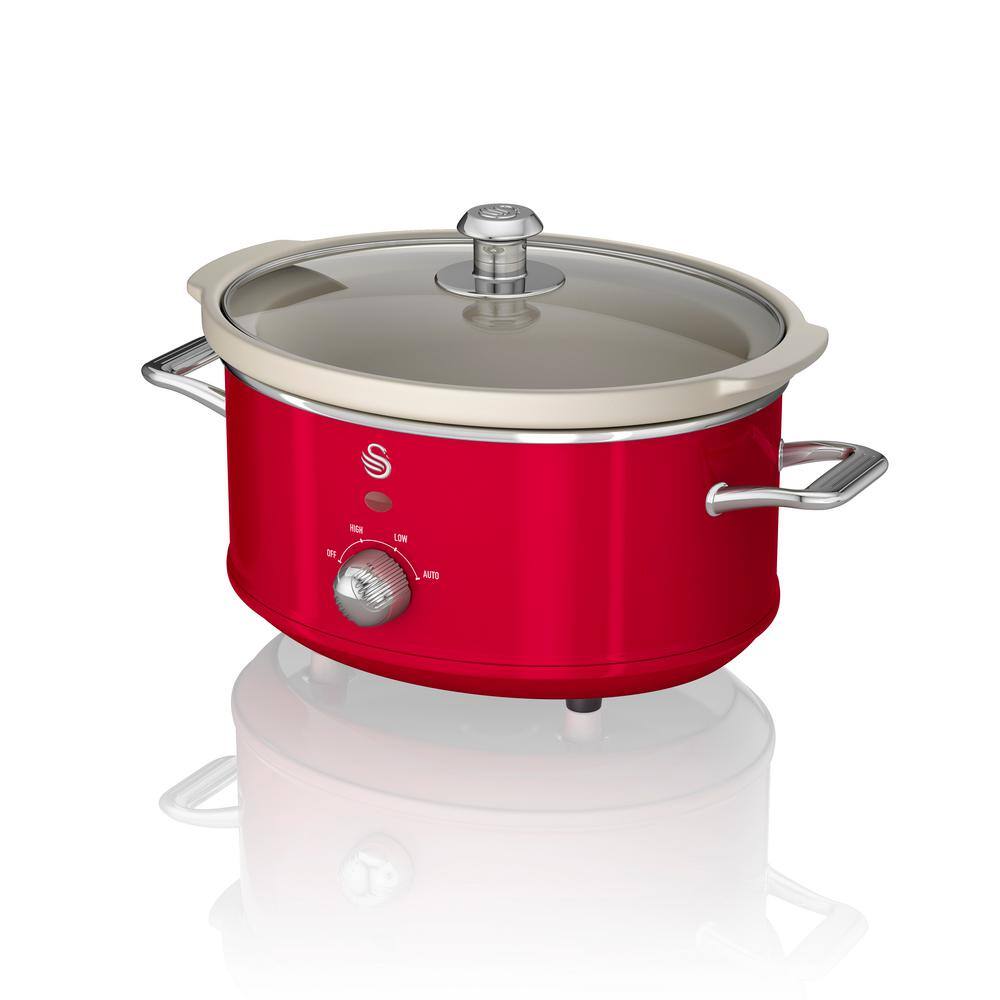 Swan Retro 3.7 qt. Red Slow Cooker 124915 - The Home Depot