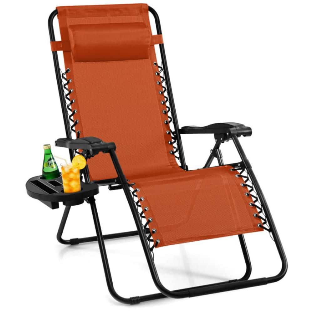 Clihome Outdoor Folding Zero Gravity Metal Reclining Lounge Chair in ...