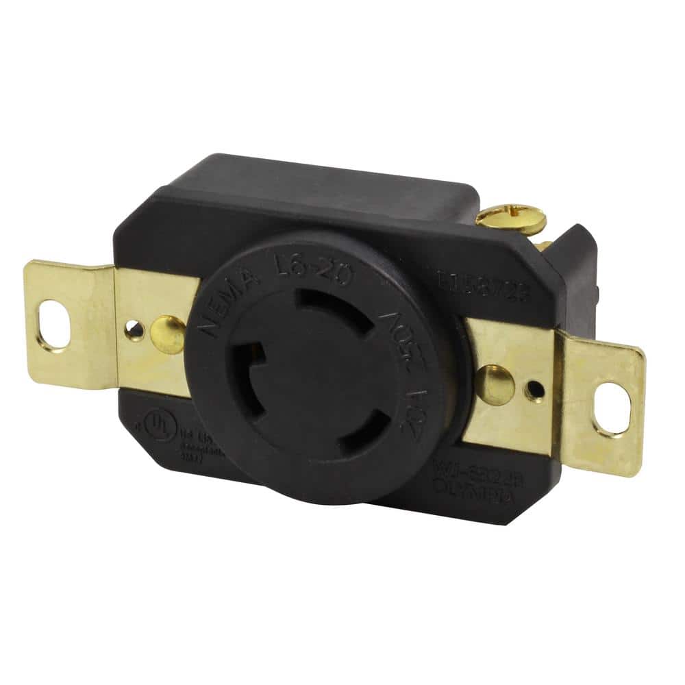 AC WORKS 20-Amp 250-Volt NEMA L6-20R Flush Mounting Locking Industrial ...