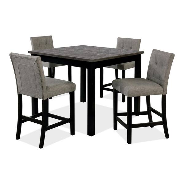 Furniture of America Eldara 5-Piece Black and Gray Counter Dining Table ...
