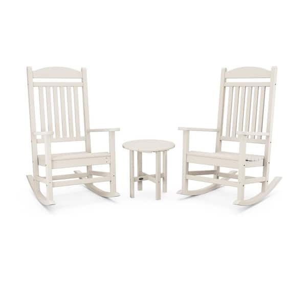 POLYWOOD Grant Park 3-Piece Sand Plastic Outdoor Rocking Chair Set ...