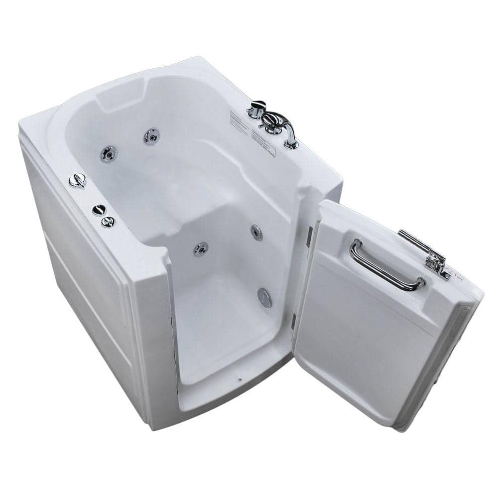 Universal Tubs Nova Heated 3.2 ft. Walk-In Whirlpool Bathtub in White with Chrome Trim ...