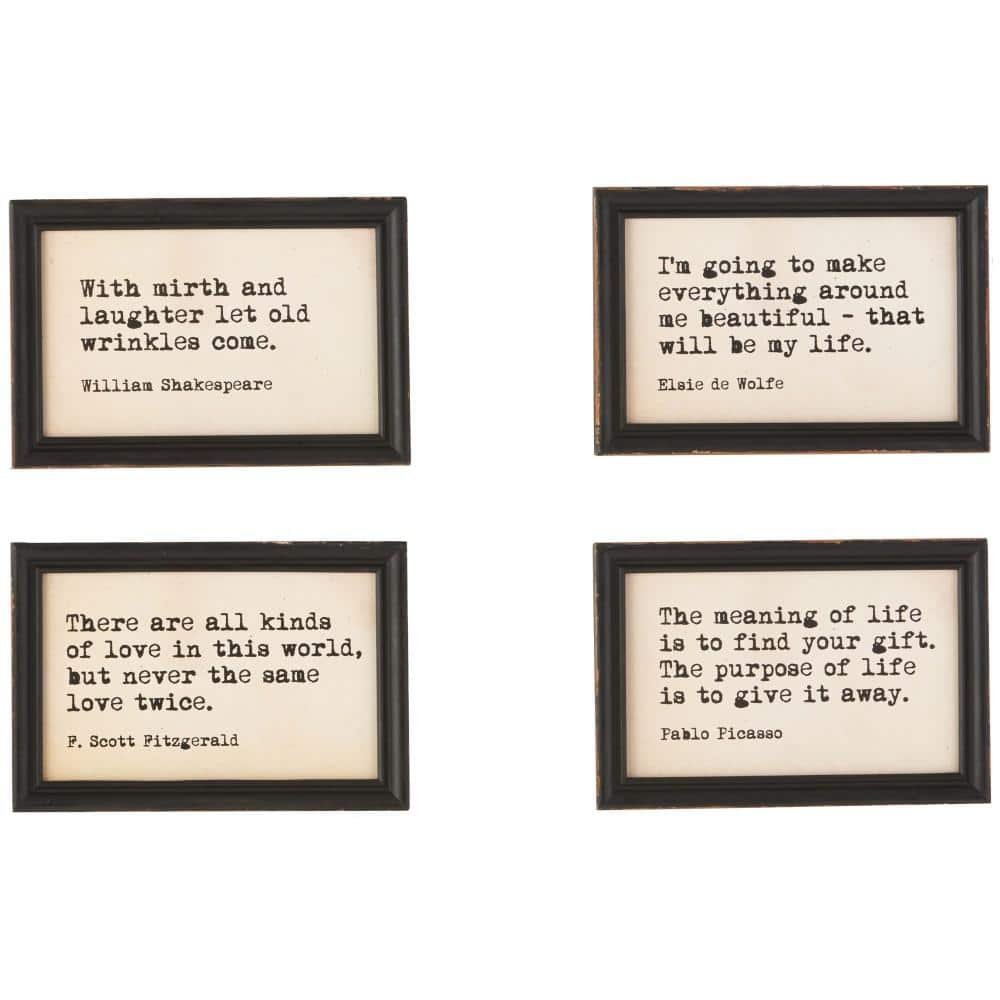 Storied Home 4 Piece Framed Typography Inspirational Quotes Poster 6 in ...