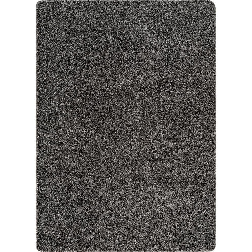 Beverly Rug Silky Dark Gray 6 ft. x 9 ft. Solid Plus Thick Pile Non ...