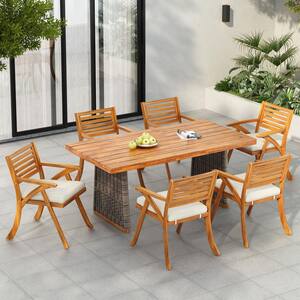 CHRISTOPHER KNIGHT HOME Hares Gray 7-Piece Metal and PE Rattan Woven ...