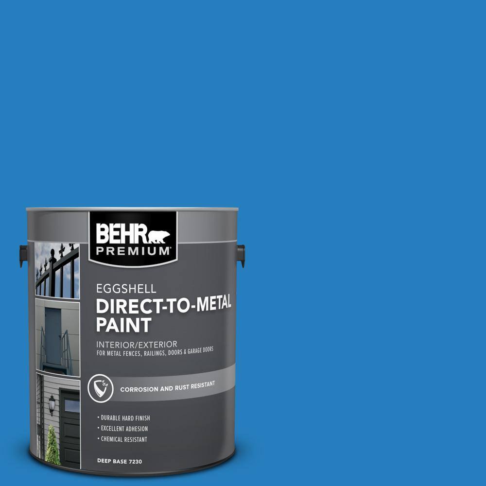 BEHR PREMIUM 1 gal. #P510-6 Brilliant Blue Eggshell Direct to Metal ...