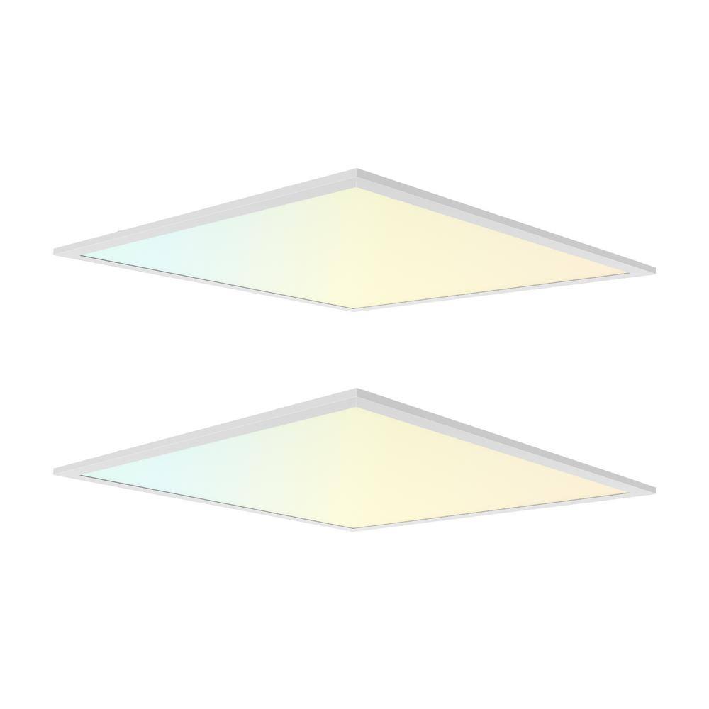 RUN BISON 2-Pack 2 ft. x 2 ft. 4400 Lumens White Integrated LED Panel ...