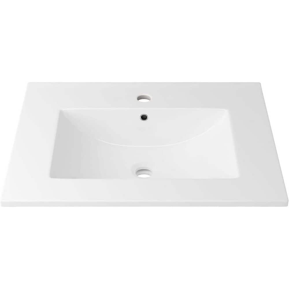 24-Inch White Ceramic Undermount Rectangular Bathroom Sink,Pre-Drilled ...