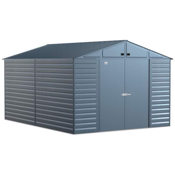 Arrow Select 10 ft. W x 14 ft. D Blue Grey Metal Shed 129 sq. ft ...