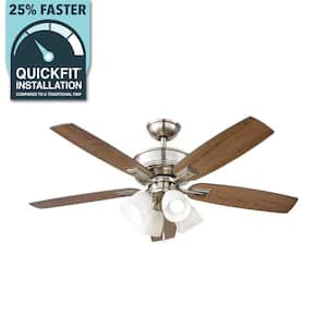 Hampton Bay Riley 44 in. Indoor LED Brushed Nickel Ceiling Fan with ...