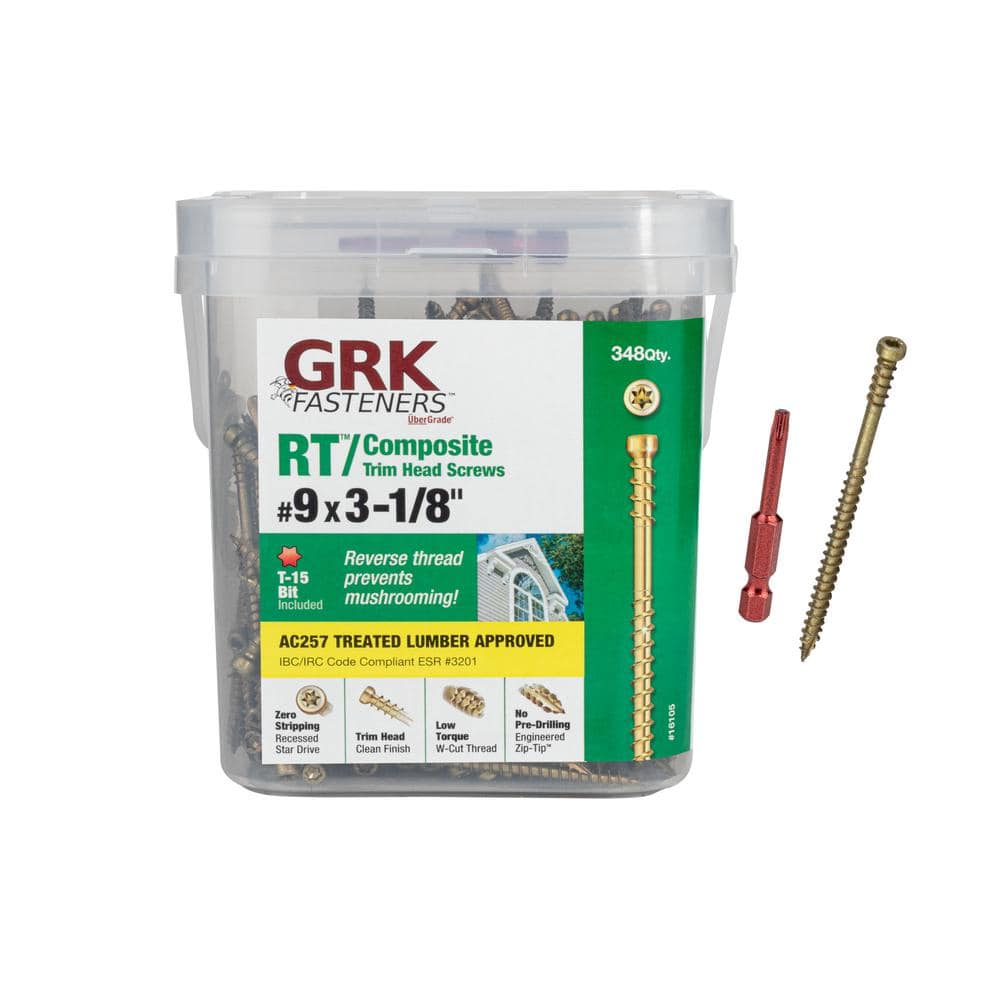 GRK Fasteners #9 x 3-1/8 in. Star Drive Trim Head RT Composite Trim ...