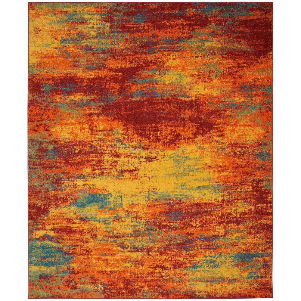 Nourison Essentials Flame 9 ft. x 12 ft. Abstract Contemporary Area Rug ...